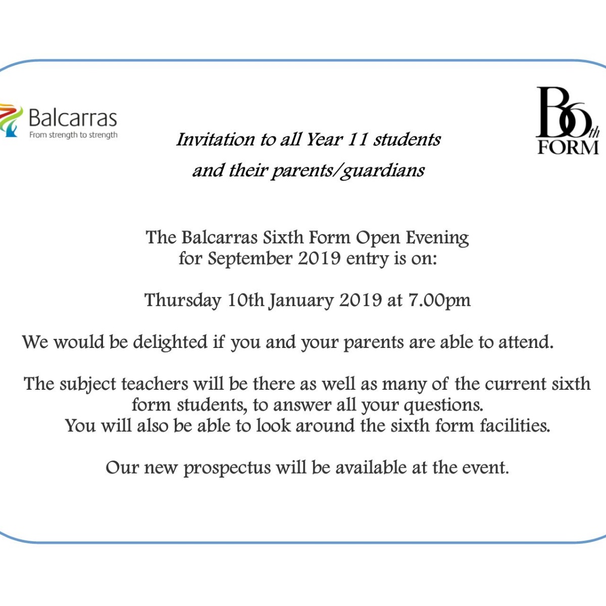 Balcarras School - 6th Form Open Evening